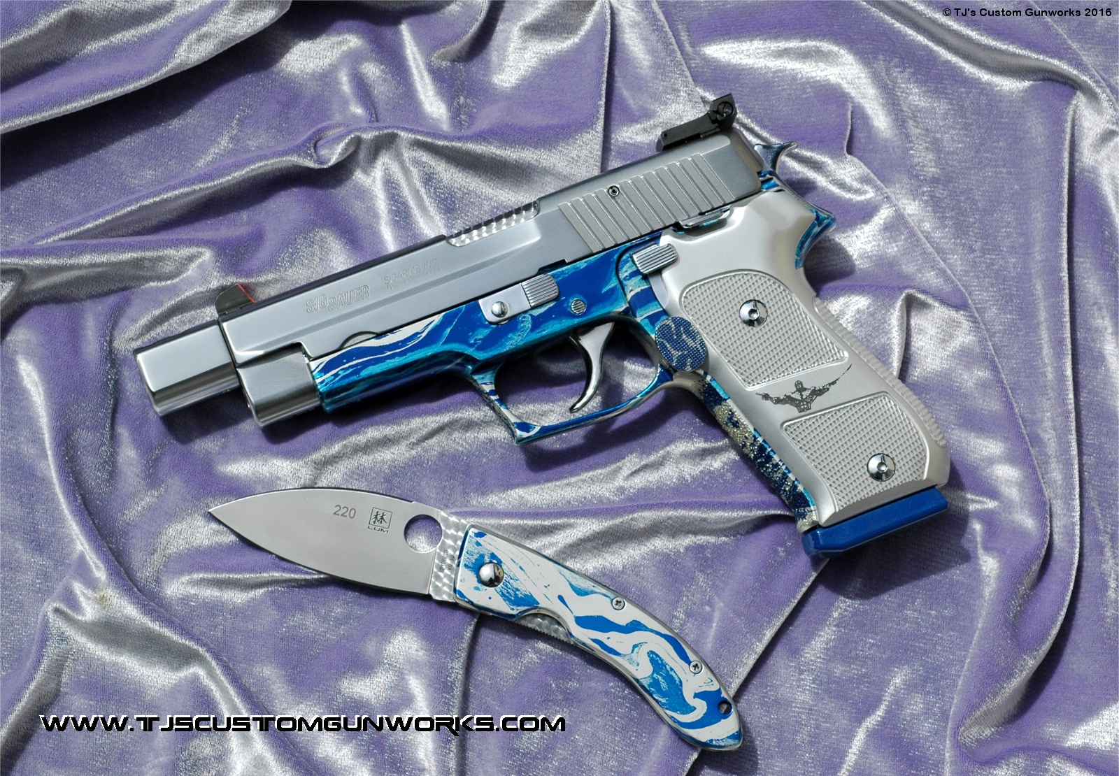Extreme Custom Blue & Chrome Sig Sauer German P220 .45 With Compensator